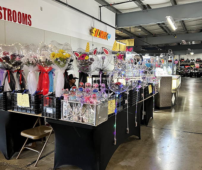 Balloon bouquets and colorful gift displays create a festive atmosphere that's part birthday party, part treasure hunt. Who knew shopping could feel this celebratory?