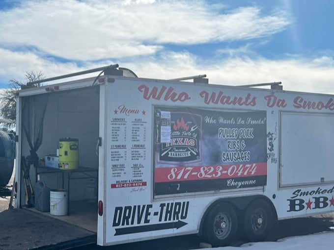 Parked like a culinary oasis in a Cheyenne lot, this unassuming trailer houses smoke-kissed treasures that would make a Texan tip their hat.