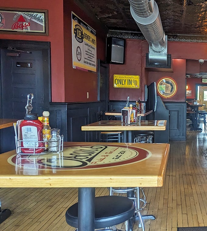 Inside, the warm wooden tables and exposed ductwork create that perfect "third place" atmosphere&mdash;not home, not work, just pure Wisconsin comfort.