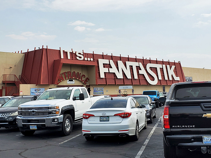 The entrance beckons with all the subtlety of a Vegas marquee. No flashing lights needed when the deals inside do all the talking.