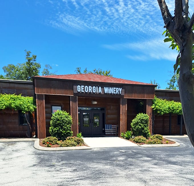 Blue skies frame this cozy wine haven, where vineyard dreams come true without the cross-country flight.