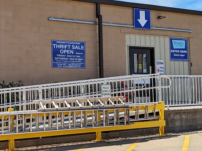 Those yellow railings guide you toward bargain paradise &ndash; your wallet's about to thank you profusely.