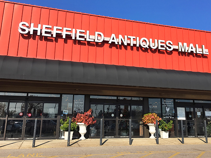 Standing proud against the Tennessee sky, Sheffield's vibrant exterior promises adventures in antiquing that big box stores could never deliver.