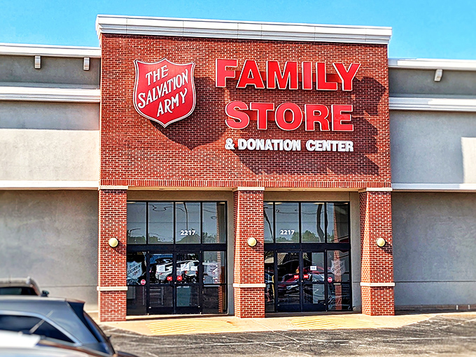 Sunshine highlights the bold signage of Edmond's ultimate recycling center&mdash;where yesterday's castoffs become tomorrow's conversation pieces.
