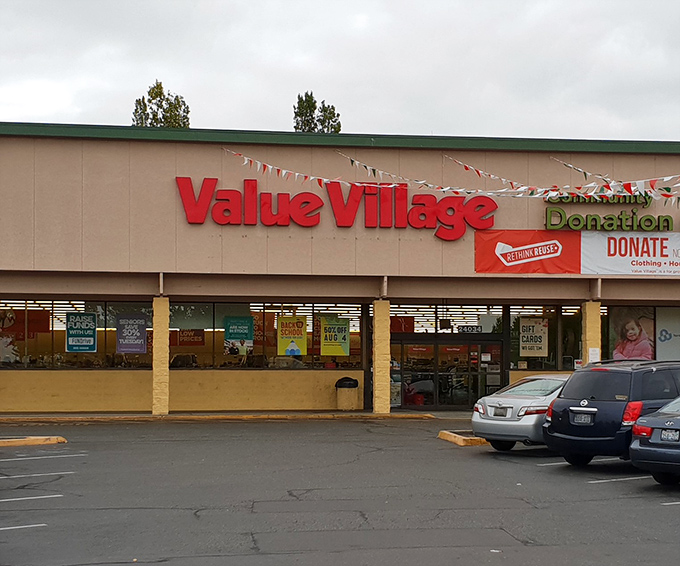 Under cloudy Washington skies, Value Village stands ready for bargain hunters armed with nothing but $45 and boundless optimism.