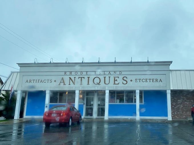 Even on rainy days, this blue beacon of antiquity stands ready to transport visitors through decades of American design and culture.
