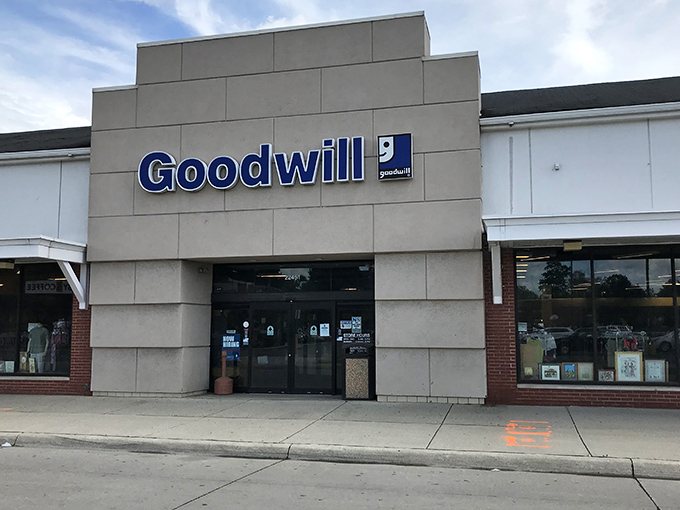 Another angle reveals this thrifting fortress, where Michigan Avenue meets the intersection of nostalgia and necessity.