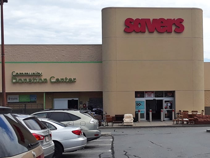 The Community Donation Center entrance, where yesterday's treasures begin their journey to new homes. One person's decluttering becomes another's delight.