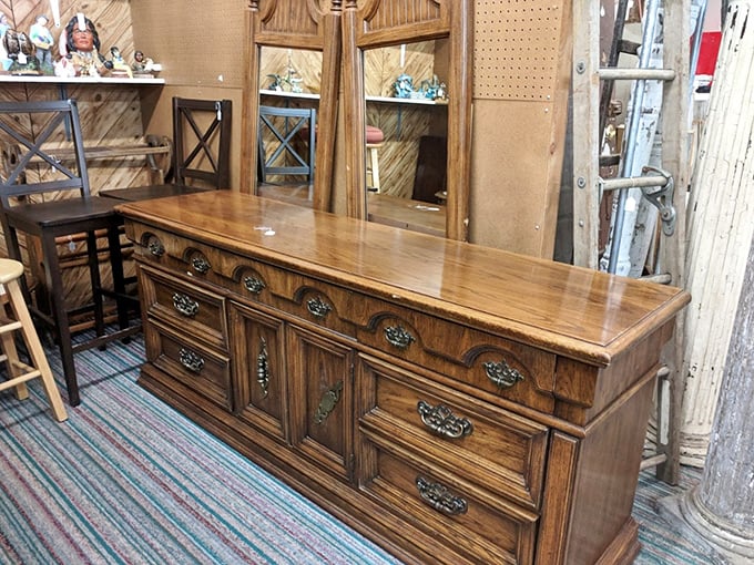 This isn't just furniture—it's a time capsule with drawers. Craftsmanship that makes modern assembly-required pieces weep with inadequacy.