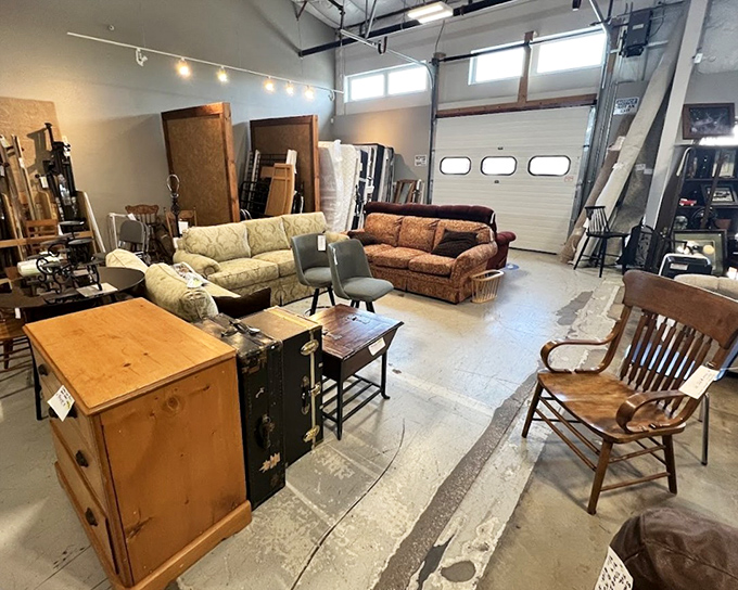 Furniture heaven awaits! That pine dresser might have stories to tell, while the rocking chair is just begging for someone to slow down and stay awhile.