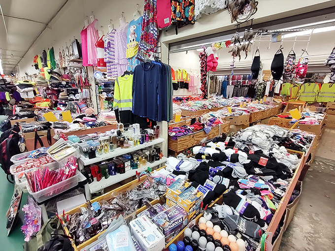 Bins overflowing with merchandise create a treasure hunter's paradise where patience is rewarded with unexpected discoveries.