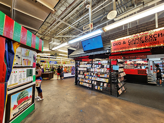 A labyrinth of possibilities where one wrong turn might lead you to vintage video games instead of fresh produce. Delightfully disorienting!