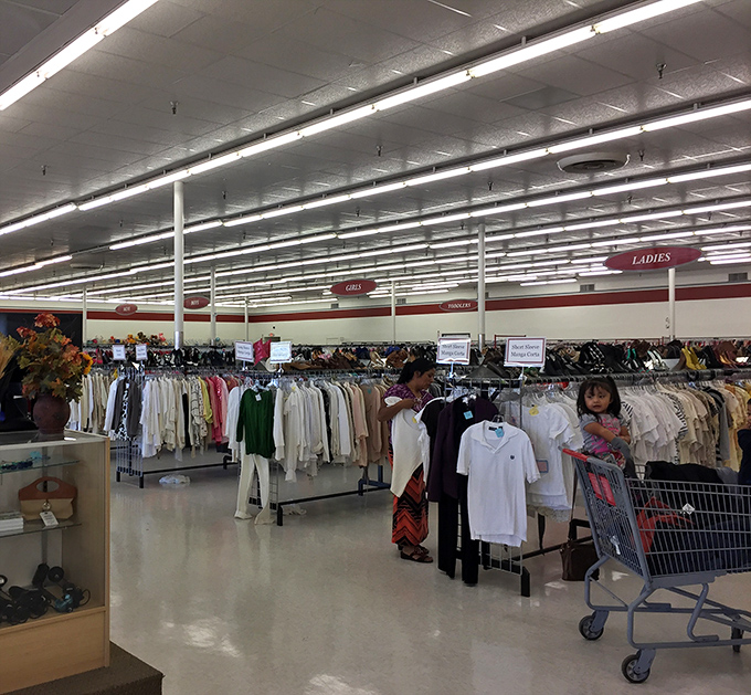 Rows upon rows of potential wardrobe revolutions await, each hanger a doorway to style reinvention.
