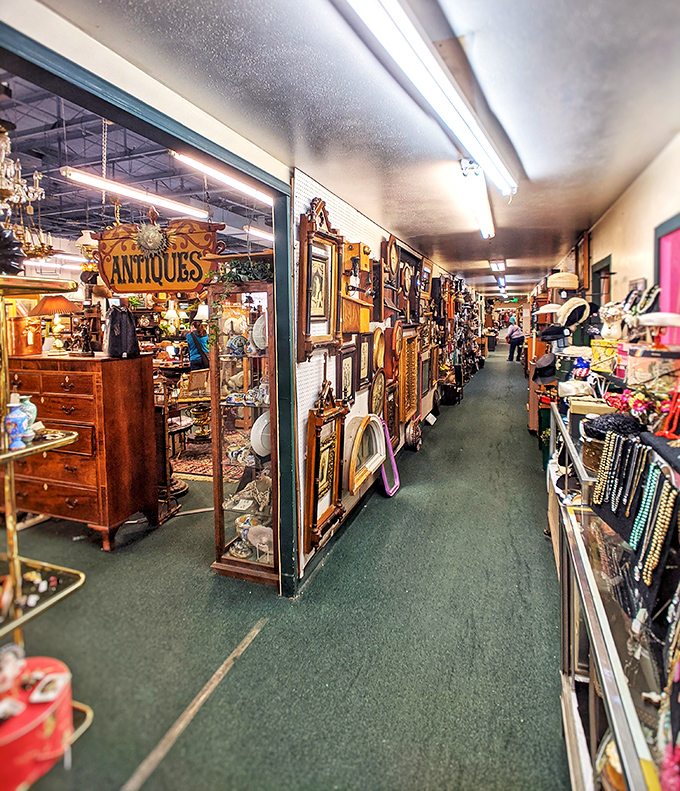 Long corridors of possibility stretch ahead, where every booth holds someone's past waiting to become your future conversation piece.