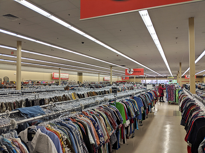 Endless racks of possibility stretch toward the horizon. Each hanger holds someone's past waiting to become your future fashion statement.