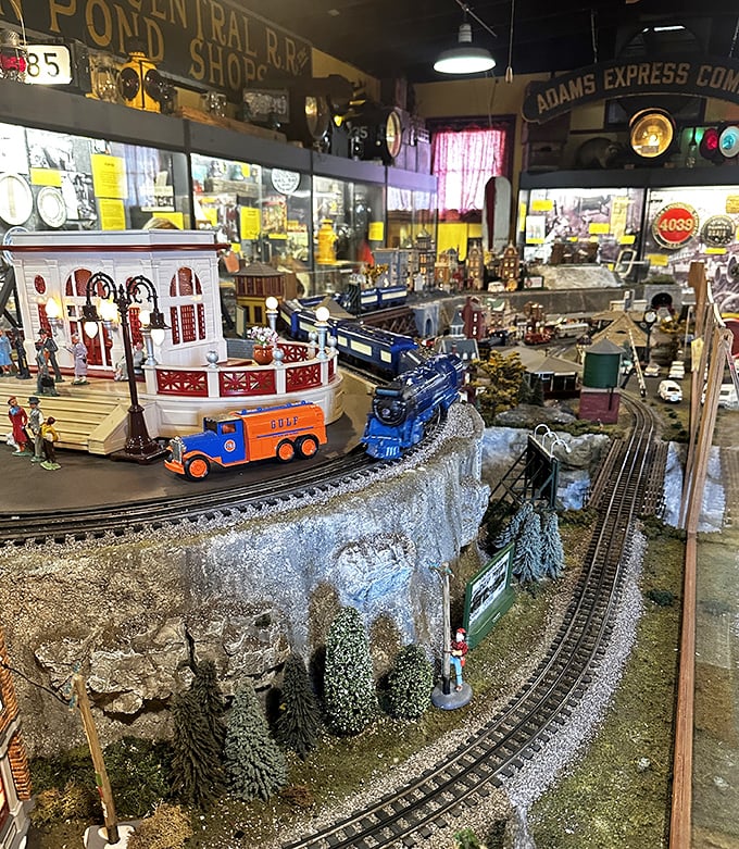 Step inside a miniature wonderland where model trains chug through meticulously crafted landscapes. Every tiny tree and building tells a story of American rail history.