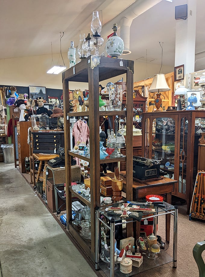 Every aisle tells a story here. Vintage furniture, collectibles, and memories from bygone eras await around each corner.