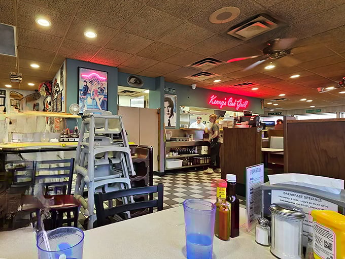 Classic checkered floors and ceiling fans spinning stories overhead&mdash;this isn't decoration, it's a historical preservation of American dining.