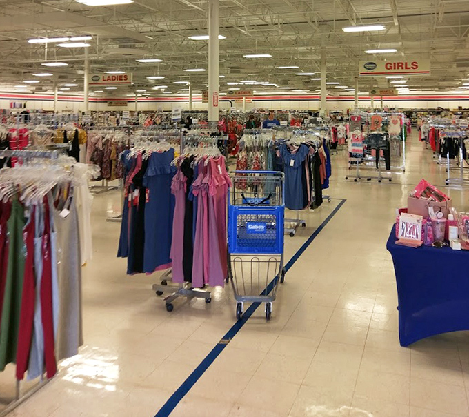 Racks upon racks of possibility. The dress department at Gabe's is where fashion dreams and budget realities live in perfect harmony.