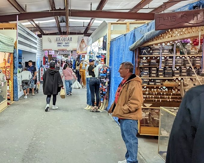 Where ice cream dreams and bargain hunting collide. The indoor section offers climate-controlled comfort while you search for that perfect something.