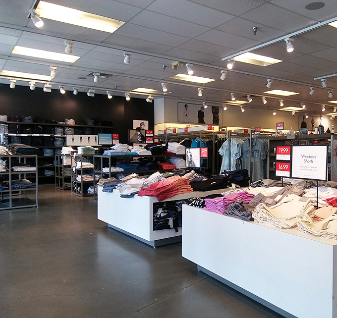 Retail therapy at its finest! Neatly organized displays make finding your size a breeze, unlike that mysterious sock drawer at home.