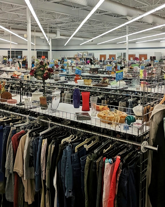 Rows upon rows of merchandise stretch toward infinity, making your local department store look like a closet.