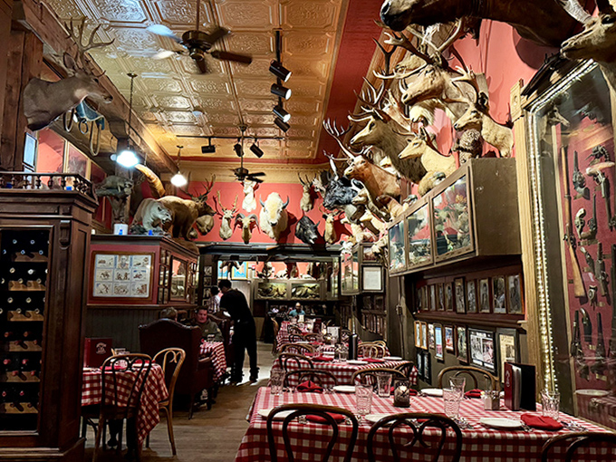 Step inside and you've entered taxidermy heaven&mdash;or purgatory, depending on your perspective. Hundreds of glass eyes follow your every bite from walls adorned with hunting trophies.