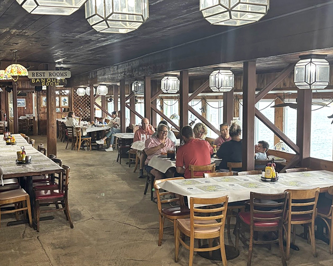 Where maritime charm meets mealtime magic. Wooden beams, hexagonal lanterns, and water views create the perfect backdrop for seafood feasting.