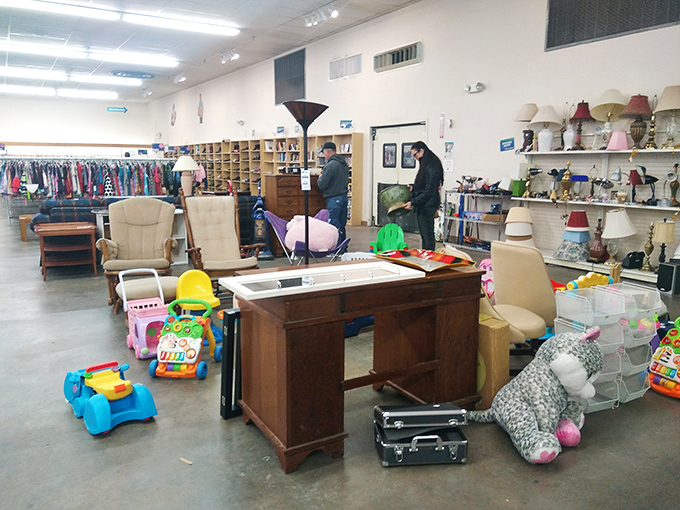Furniture finds galore! That solid wood desk probably witnessed the drafting of important memos long before email made paper pass&eacute;.