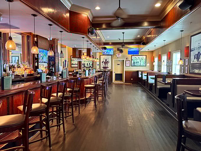 Rich wood tones and comfortable seating create that perfect "I could stay here all afternoon" vibe that separates great restaurants from merely good ones.