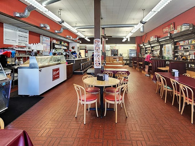 Step inside and the 1950s don't just greet you, they give you a warm hug and a spinning stool.