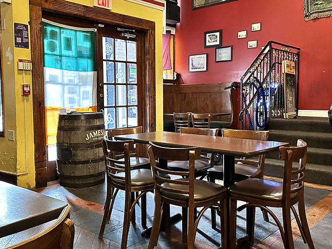 Where Jameson barrels meet crimson walls and wooden charm&mdash;this isn't Disney's version of Ireland, it's the real deal.