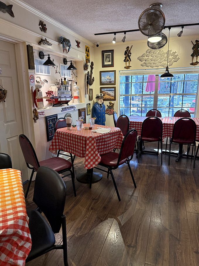 Step inside and you're transported to a maritime wonderland where every inch tells a story. That sailor figurine has seen things!