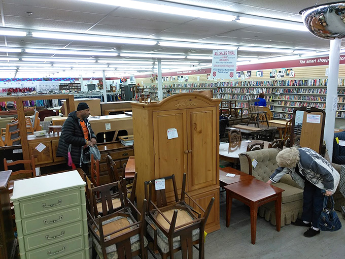 Furniture heaven awaits the patient explorer. That pine armoire has stories to tell from decades of family dinners.