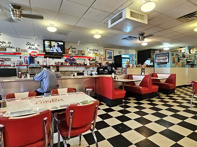Classic red vinyl booths and checkerboard floors &ndash; not designed by an Instagram influencer, but by someone who understands the true meaning of "comfort food sanctuary."