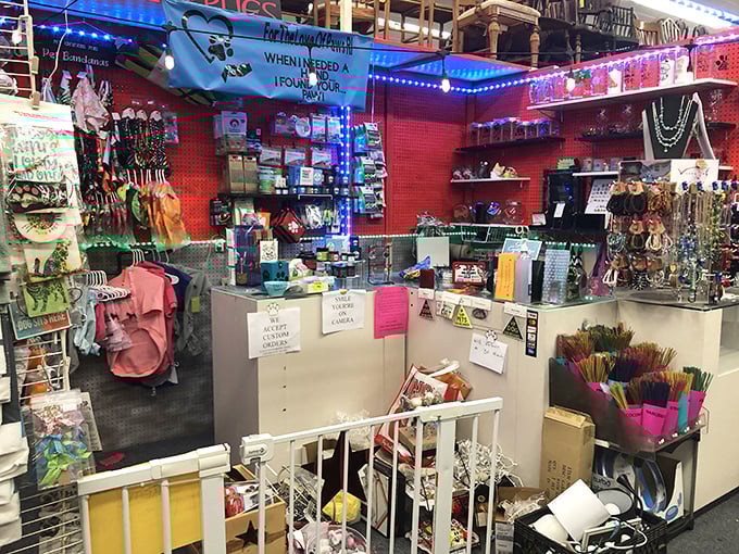 Step into a kaleidoscope of color and commerce where one vendor's booth becomes a miniature department store of possibilities.