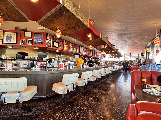 Counter culture at its finest&mdash;where vinyl-topped stools await hungry patrons and the rhythmic dance of short-order cooking unfolds before your eyes.