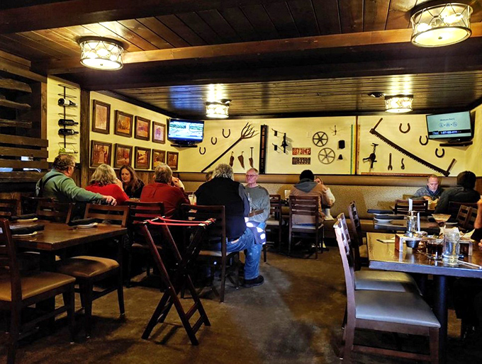 Step inside and you're transported to a world where horseshoes on walls aren't for luck&mdash;they're for atmosphere. Rustic wooden beams and warm lighting create the perfect steakhouse ambiance.