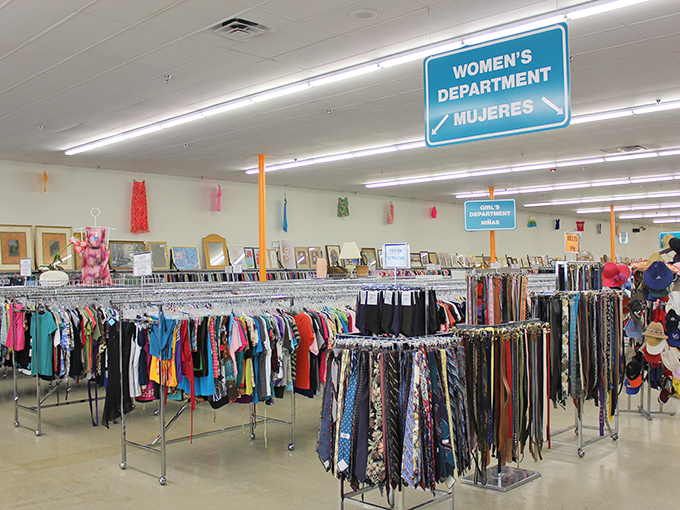 A rainbow of possibilities awaits in the women's department. Each rack tells a different fashion story waiting for its next chapter.