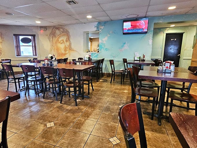 Artistic murals and comfortable seating create that perfect "come as you are" atmosphere where memorable meals and conversations naturally unfold.