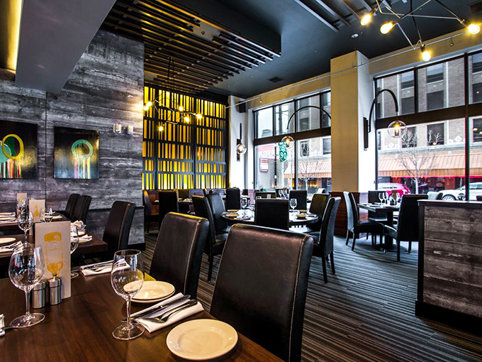 Modern industrial meets Montana warmth in this dining room where conversations flow as smoothly as the wine.