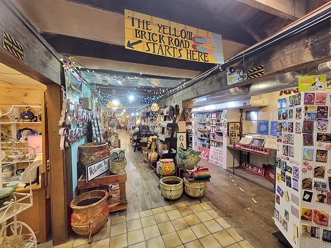 Follow the Yellow Brick Road indeed! Dorothy had nothing on this magical corridor where string lights transform ordinary objects into must-have treasures.