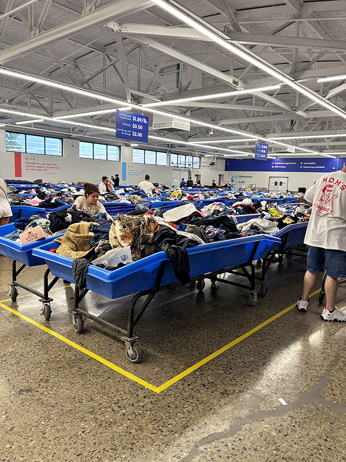 Digging through the bins for incredible finds! The thrill of the hunt is real here. What bargains will I discover?