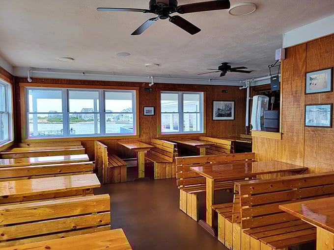Simple wooden booths that have witnessed countless seafood revelations. In this nautical cathedral, the views compete with the food for your attention—and everybody wins.