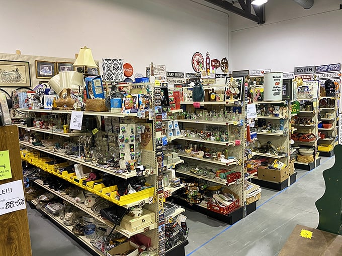 Every booth tells its own story, like walking through a museum where everything's actually for sale.