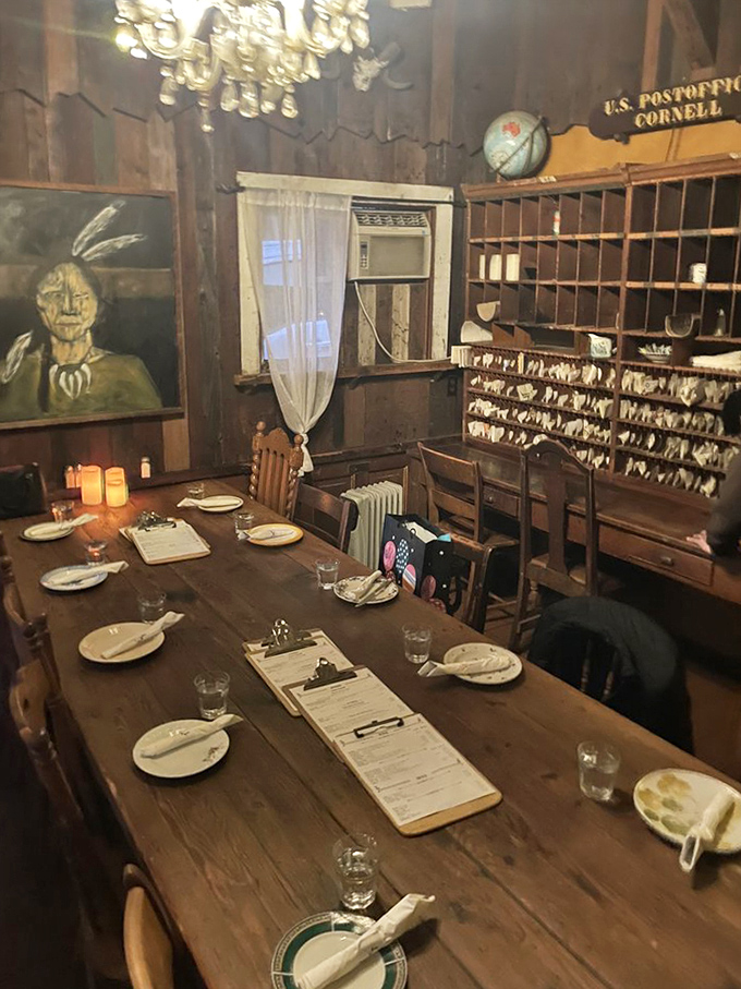 Inside, history lives in every corner&mdash;from the vintage post office boxes to the communal table where strangers become friends over oak-grilled steaks.