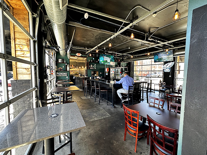 Inside Jaxx, industrial chic meets neighborhood comfort &ndash; the kind of place where everyone might not know your name yet, but they'll remember your sandwich order.
