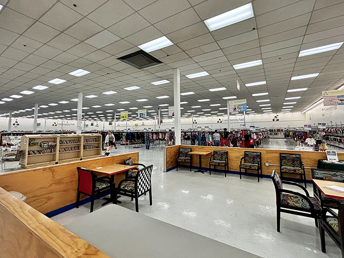 A thrifter's paradise stretches to the horizon. This isn't shopping—it's an expedition requiring comfortable shoes and a sense of adventure.