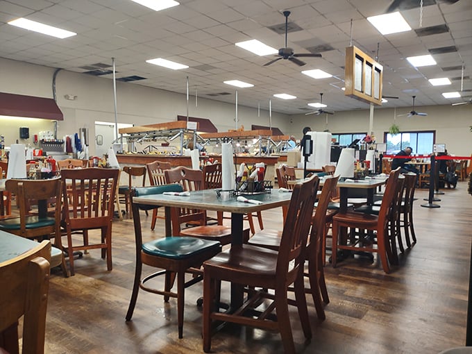 Simple wooden chairs and no-nonsense tables set the stage for the real star of the show: food that would make your grandmother nod in approval.