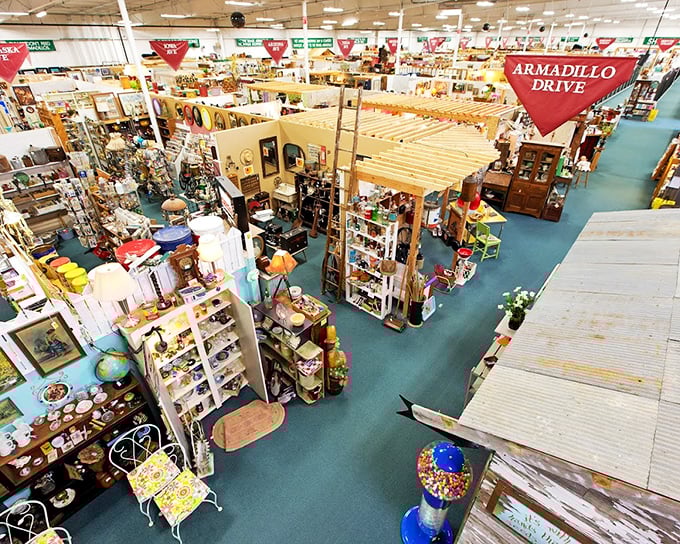 From this bird's-eye view, the labyrinth of vendor booths stretches as far as the eye can see, each one a chapter in America's collective memory.